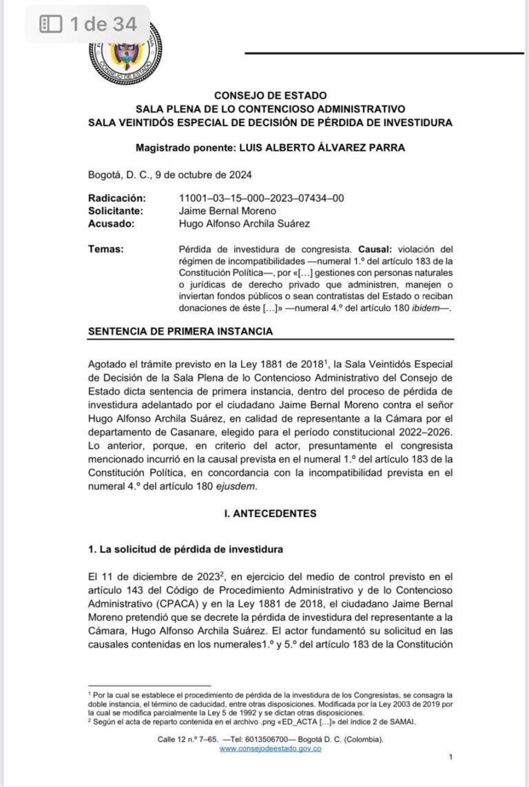 En decisión de primera instancia, Consejo de Estado negó solicitud de ...
